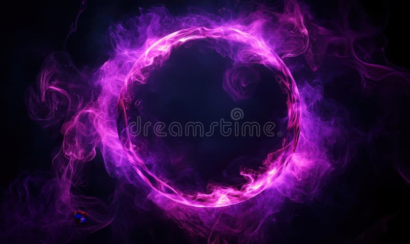 Glowing Purple Energy Ring Ethereal Smoke Dark Background Stock Photos ...