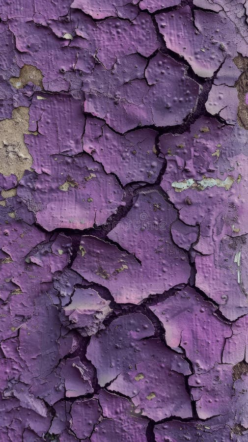 A Vibrant Purple Surface Shows a Complex Network of Cracks and Chips ...