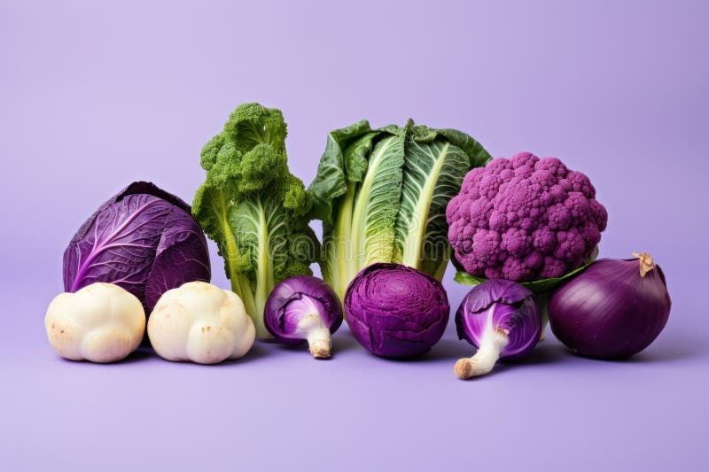 Vibrant Purple Vegetables on White Background AI Generated Stock ...