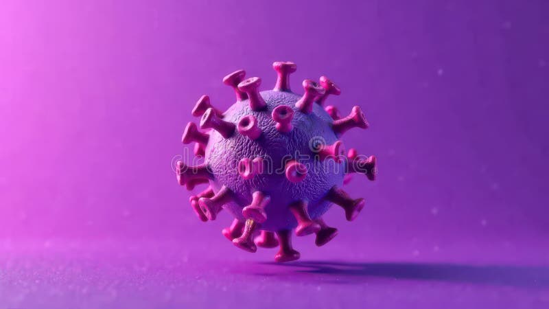 Vibrant Purple Virus Model with Spikes on Gradient Background Stock ...
