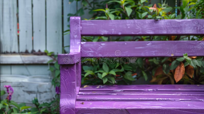 Vibrant Purple Wooden Bench Garden Setting Stock Photos - Free ...