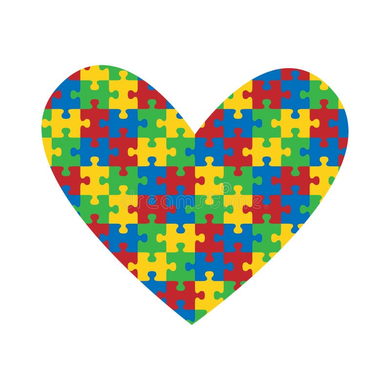 Vibrant Puzzle Pattern Heart for Autism Awareness and Inclusion Stock ...