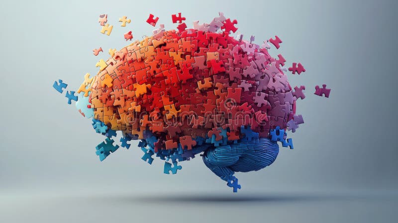 Vibrant Puzzle Pieces Merging into a Brain Illustration, Representing ...