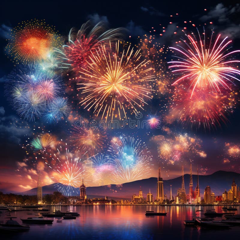 Vibrant Pyrotechnic Display: Awe-inspiring Fireworks Lighting Up the ...