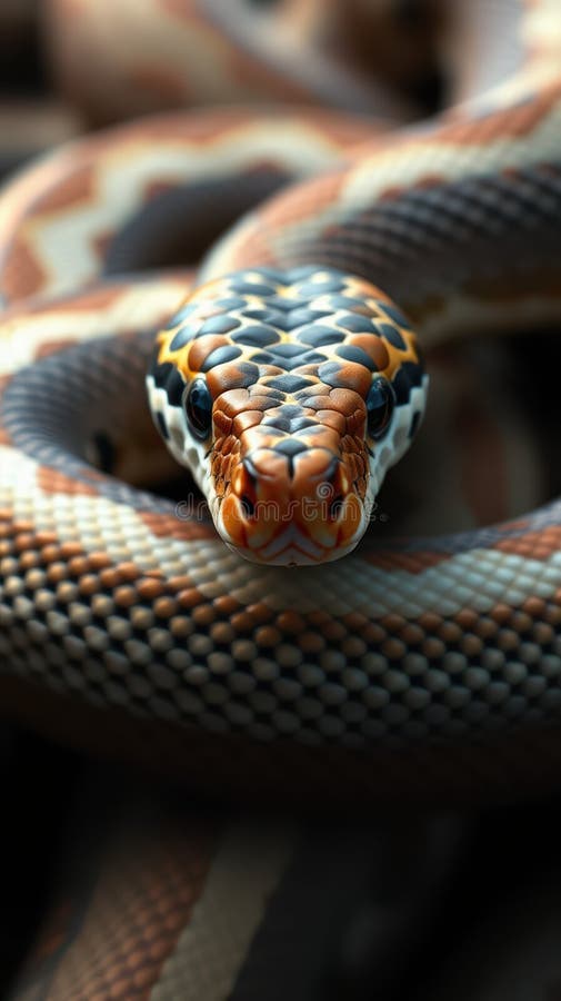 Colorful Python Snake Resting in Its Natural Habitat during Daylight Hours in a Lush Environment ...