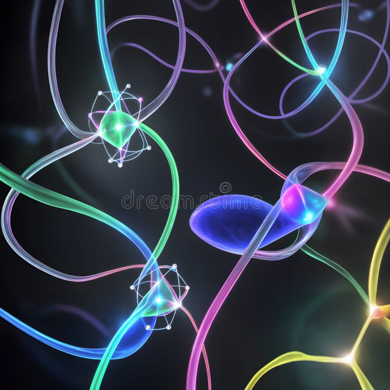 Vibrant Quantum Entanglement Visualization in Neon Colors Stock ...