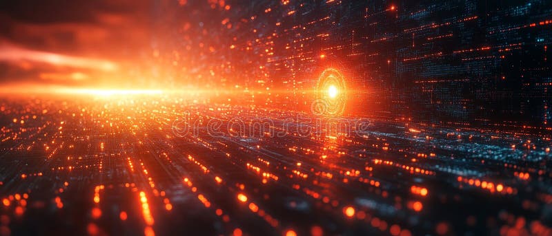 Vibrant Quantum Network with Glowing Particles and Light Stock ...