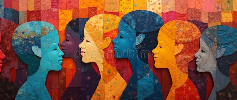 Vibrant Quilt Formed by Diverse Human Figures, Each Contributing a ...