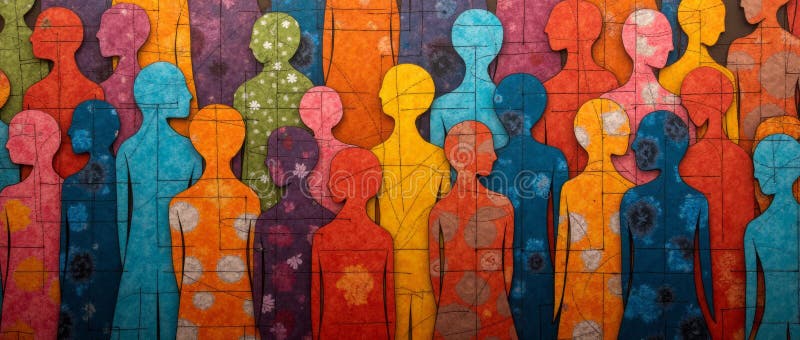 Vibrant Quilt Formed by Diverse Human Figures, Each Contributing a ...