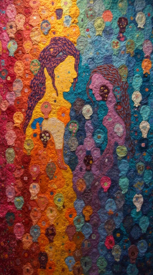 Vibrant Quilt Formed by Diverse Human Figures, Each Contributing a ...
