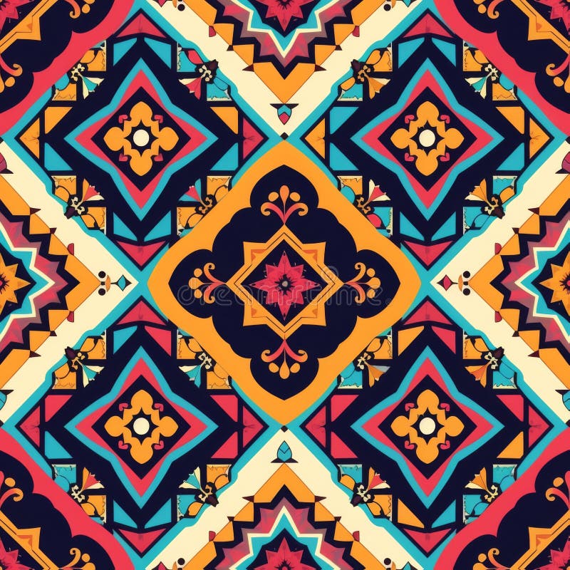 Vibrant Quilt of Latin American Patterns with Intricate Design Elements ...