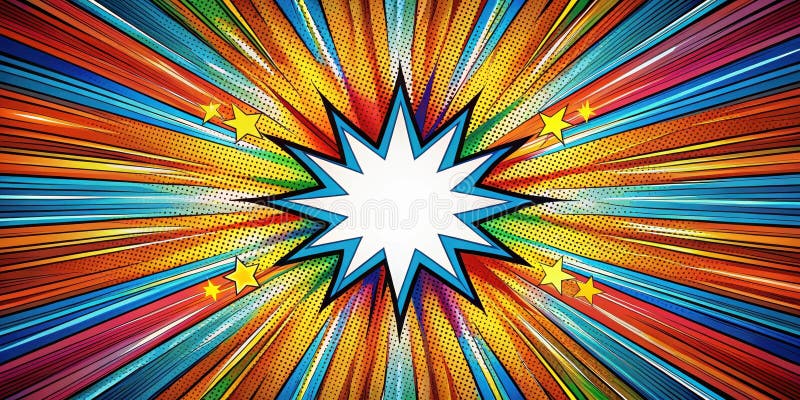 Vibrant Radial Burst Design with Central Star Shape and Blank Space for ...