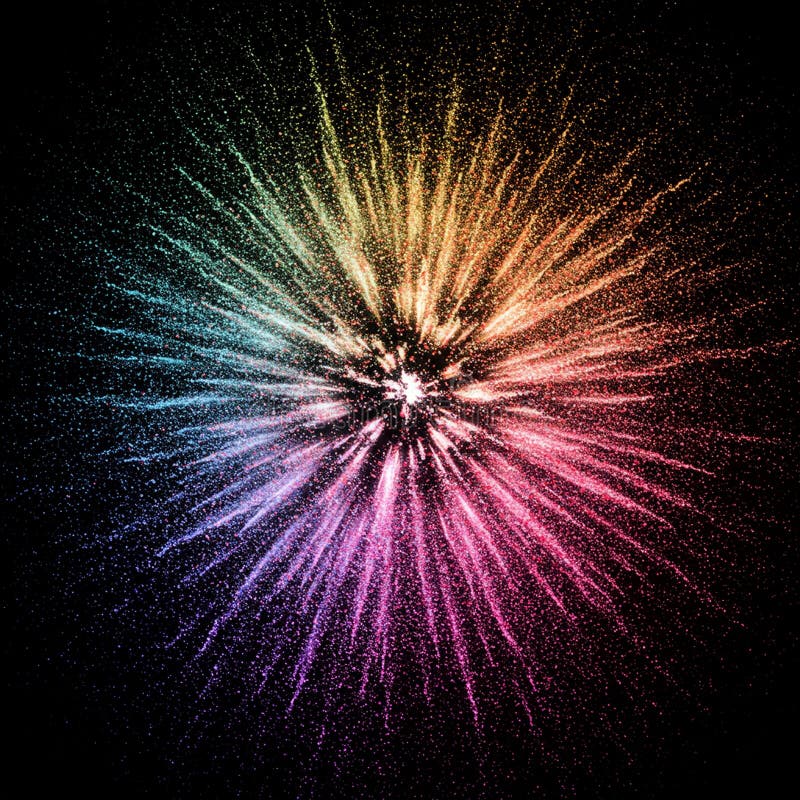 A Vibrant, Radial Explosion of Multicolored Particles Resembling a ...