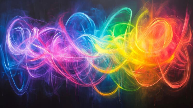 Vibrant Rainbow Abstract Art with Glowing Light Effects Stock ...