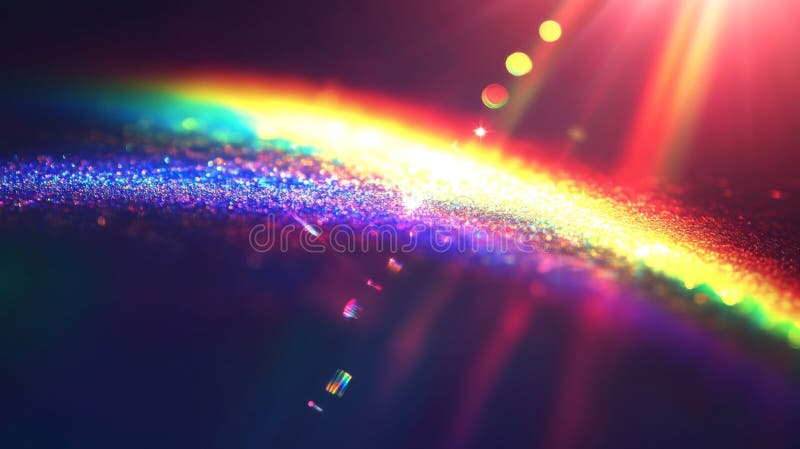 Vibrant Rainbow Abstract Background with Glowing Particles and Light ...