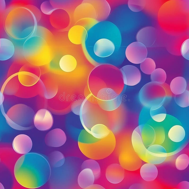 A Vibrant Rainbow Bubble Pattern, with Translucent Floating Circles of ...