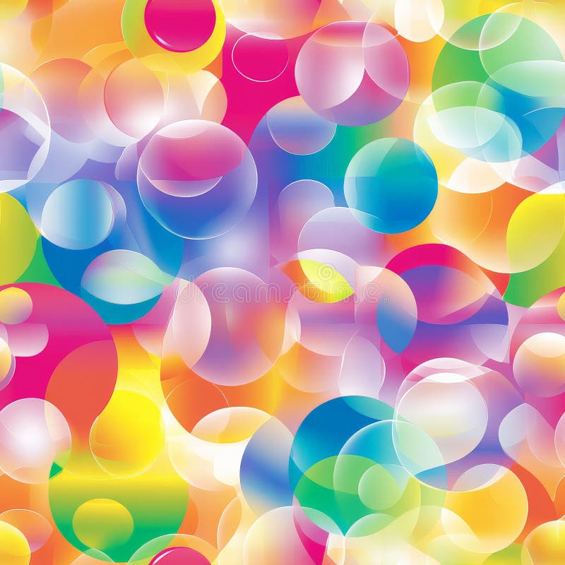 A Vibrant Rainbow Bubble Pattern, with Translucent Floating Circles of ...