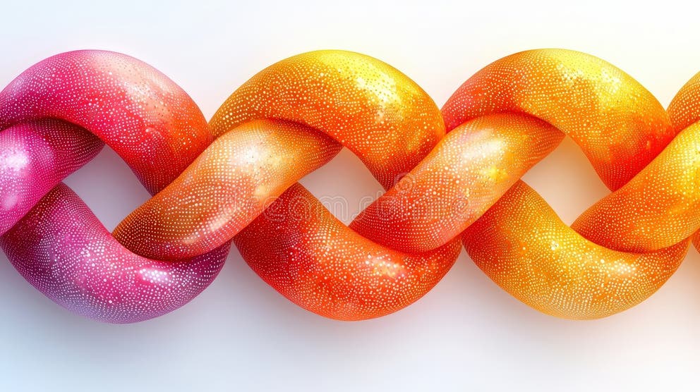 Vibrant Rainbow Chain with Smooth Curves and Dazzling Texture on White ...