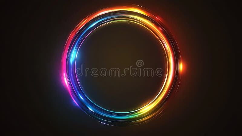 Vibrant Rainbow Circular Light Trails Abstract Design Stock ...