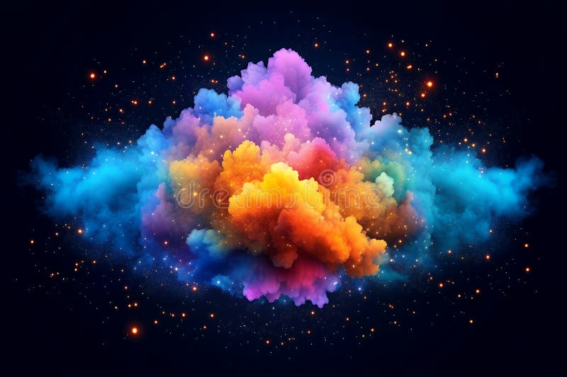 Vibrant Rainbow Cloud Burst Digital Art Abstract Background Image Stock Illustration ...