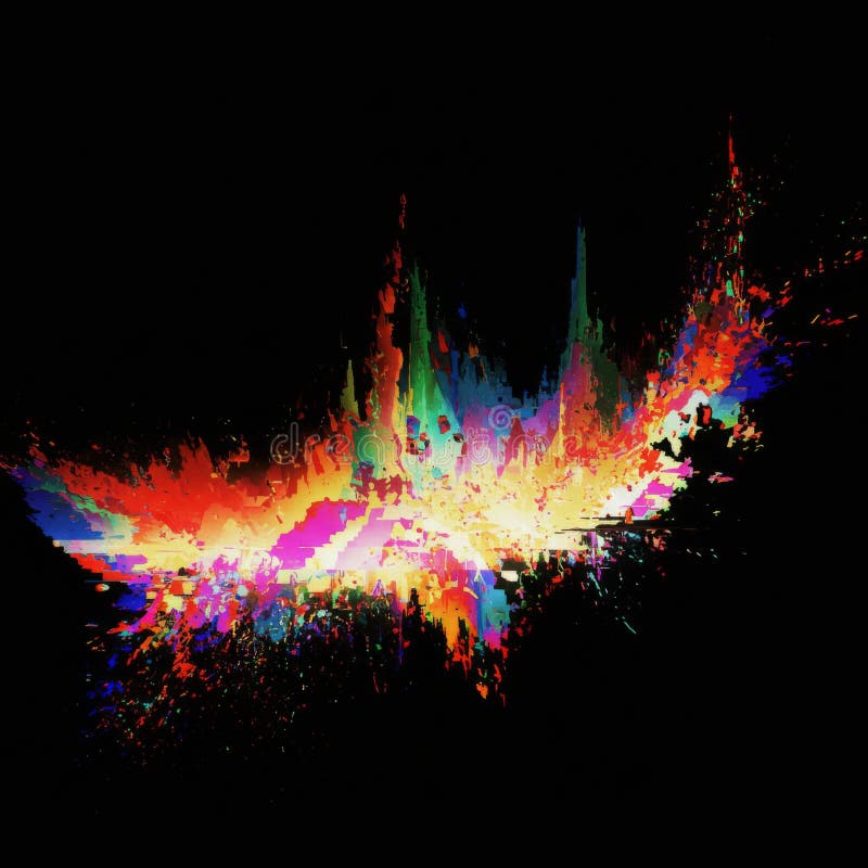 Vibrant Rainbow Color Explosion on Black Background Stock Illustration ...