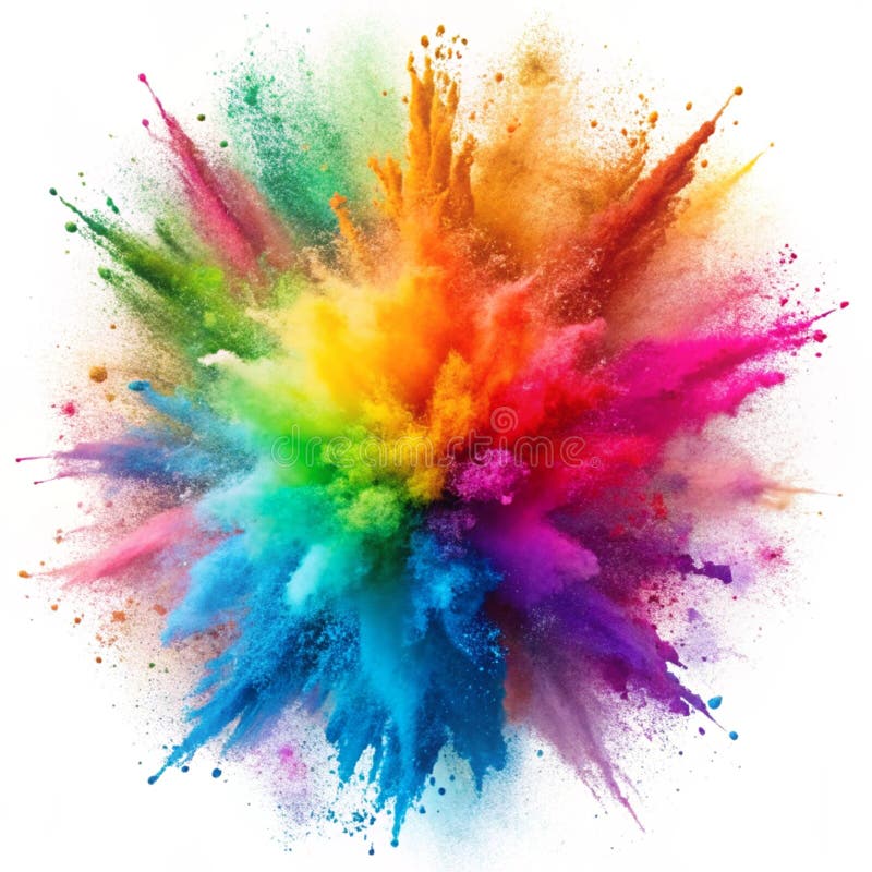 Vibrant Rainbow Color Explosion with Splatter Stock Illustration ...