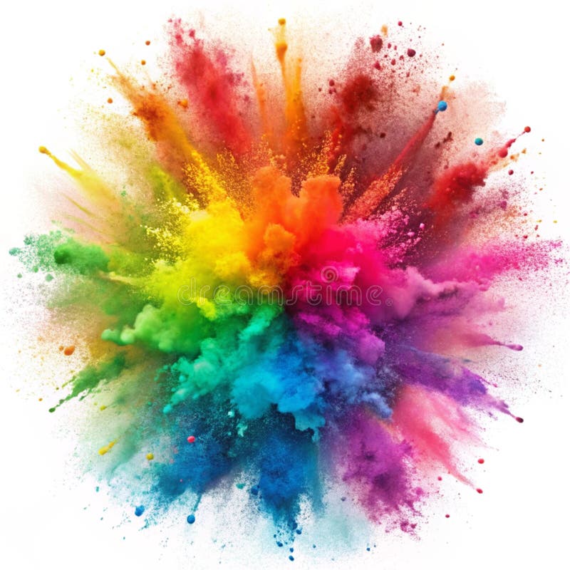 Vibrant Rainbow Color Explosion with Splatter Stock Illustration ...