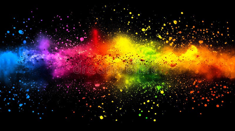 Vibrant Rainbow Color Powder Explosion on Black Background Abstract Art ...