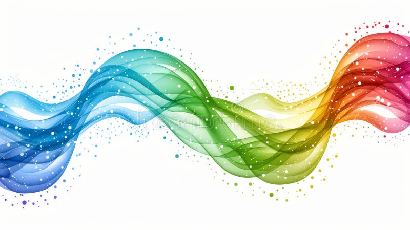 Vibrant Rainbow Colored Abstract Flowing Wave Design on White ...