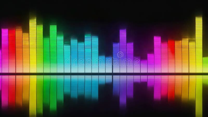 Colorful Audio Equalizer Display with Vibrant Bars and Reflections for ...