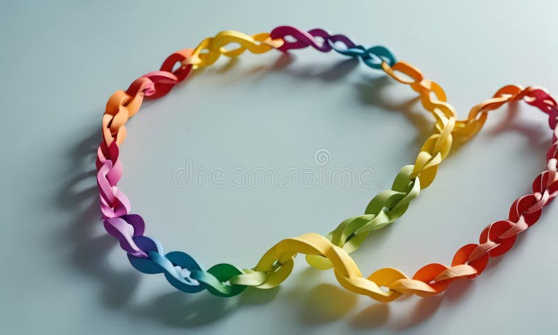 Vibrant, Rainbow-colored Chain Paper Chains is Arranged in Circular ...