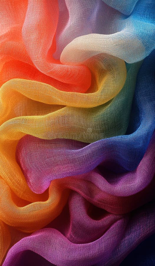 Vibrant Rainbow Colored Cloth Displaying Horizontal Stripes with a ...