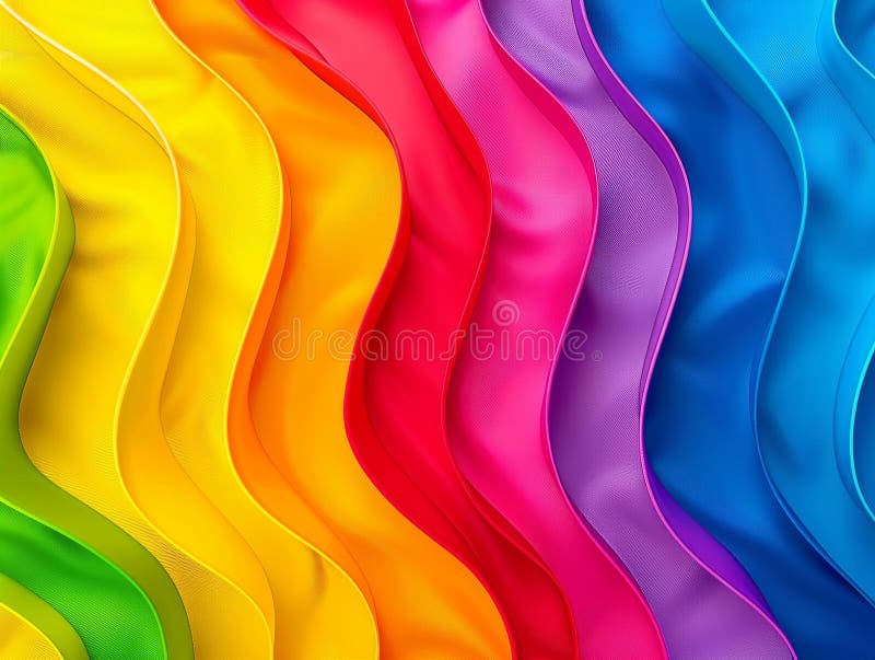 Vibrant Rainbow Colored Fabric Waves Stock Illustration - Illustration ...