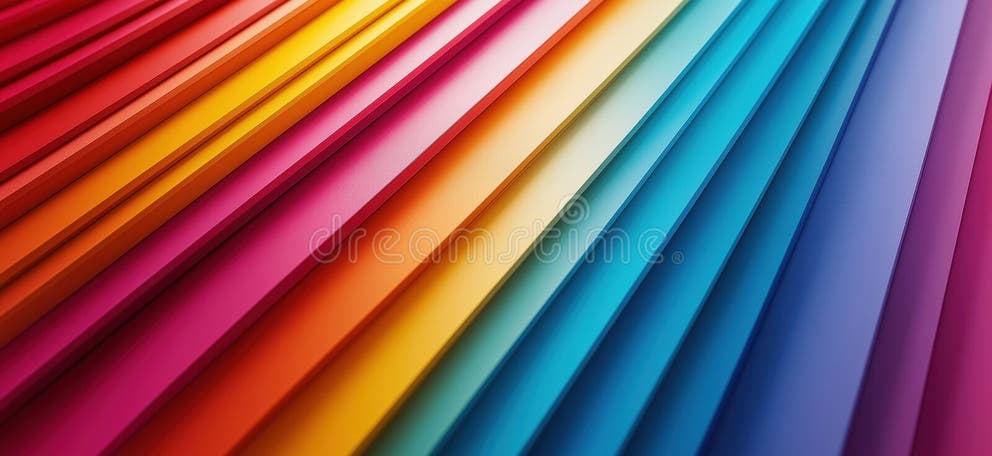 Vibrant Rainbow Colored Paper Sheets Arranged in Gradient Pattern Stock ...