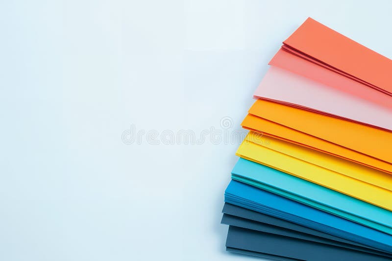 Vibrant Rainbow Colored Paper Sheets Stacked High on White Background ...