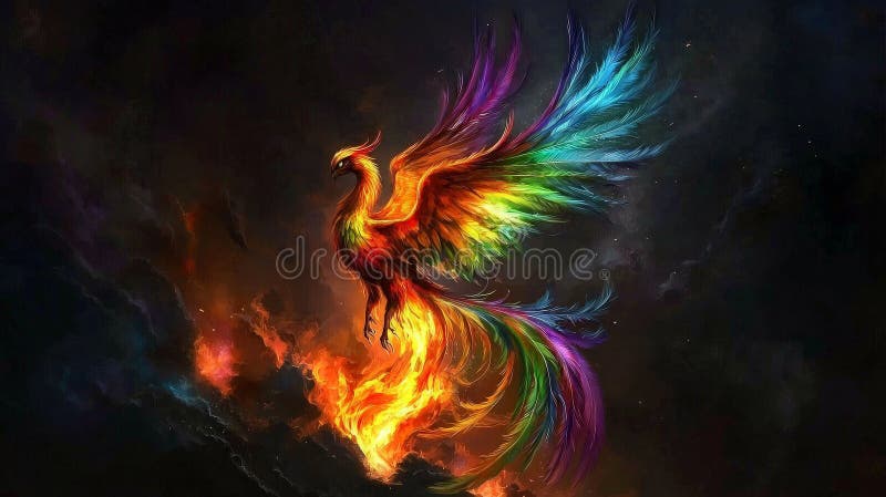 Fiery Phoenix Rises Night Sky Stock Photos - Free & Royalty-Free Stock ...