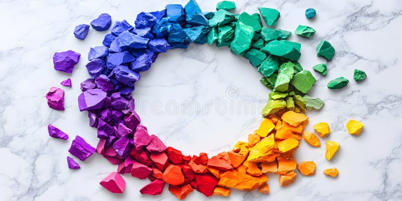 Vibrant Rainbow Colored Rocks Circle Abstract Design Modern Art ...