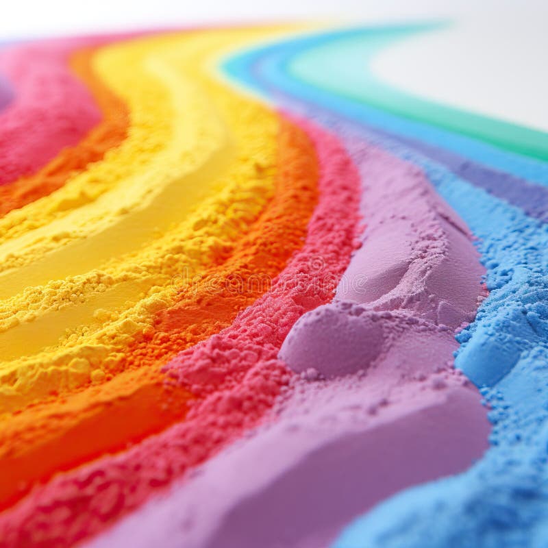 Vibrant Rainbow Colored Sand Stripes Close-Up AI Generated Stock ...
