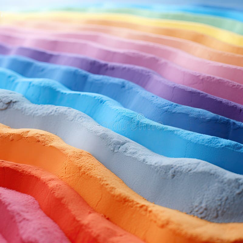 Vibrant Rainbow Colored Sand Stripes Close-Up AI Generated Stock ...