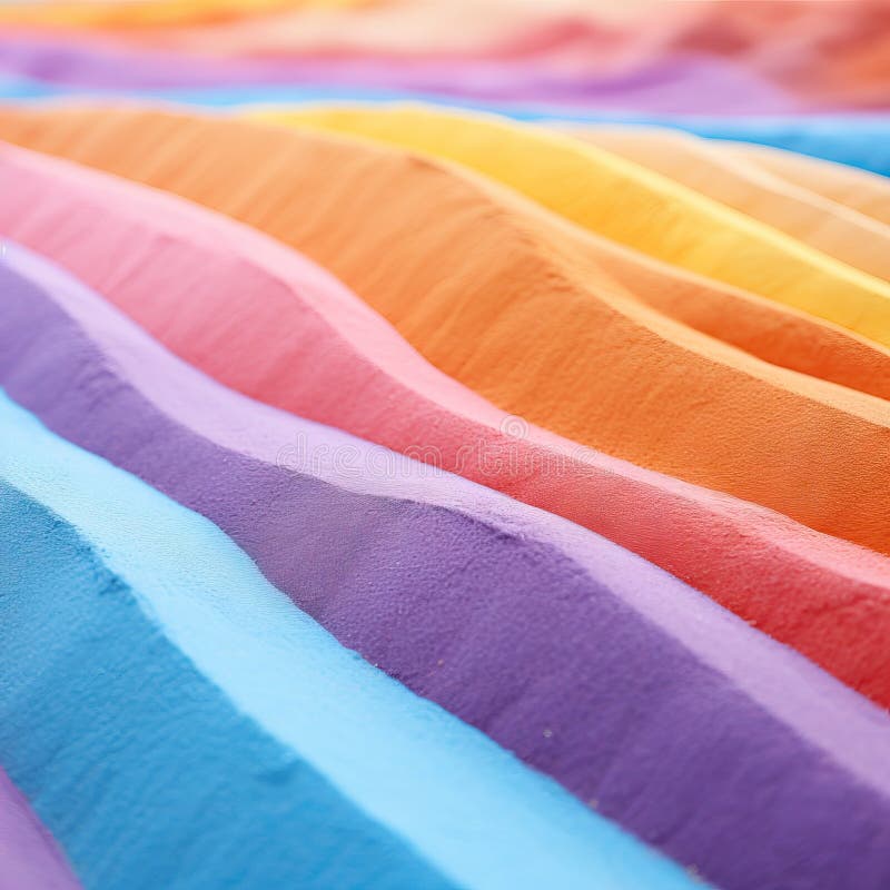 Vibrant Rainbow Colored Sand Stripes Close-Up AI Generated Stock ...