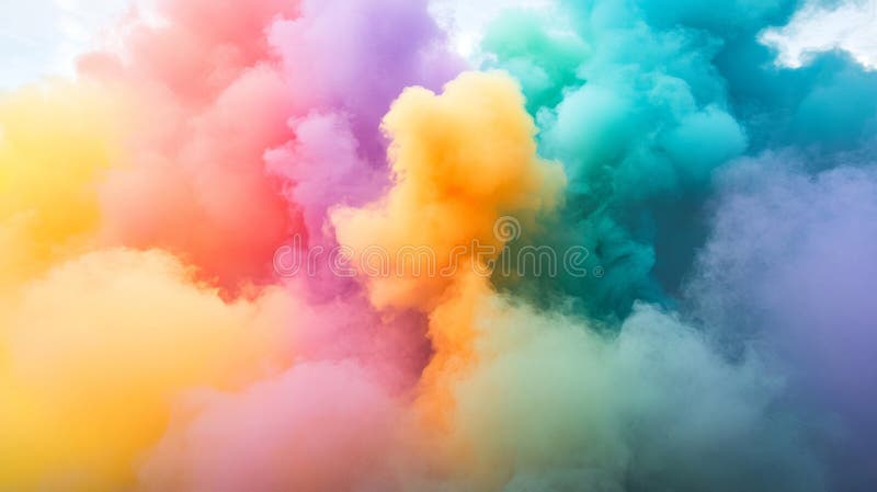 Vibrant Rainbow Colored Smoke Clouds Background Stock Illustration ...