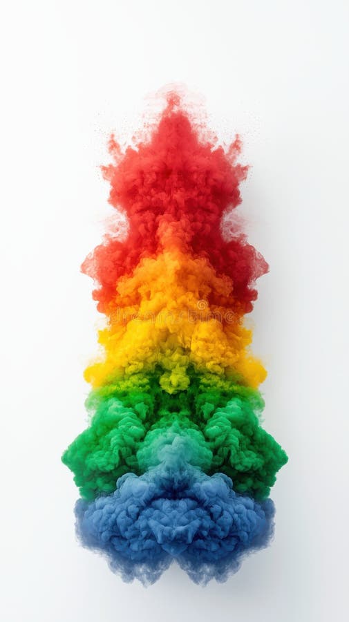Vibrant Rainbow Colored Smoke Plumes Create a Striking Vertical Design ...