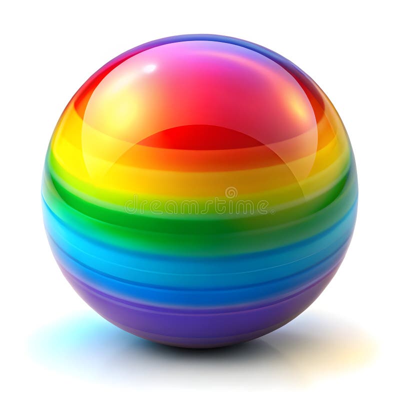Rainbow Sphere on White Background Stock Illustration - Illustration of ...