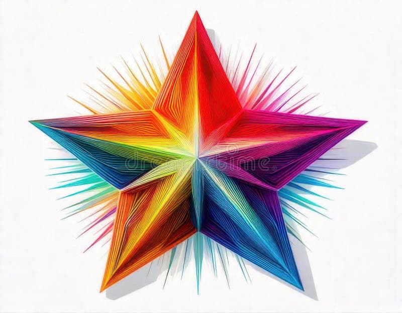 Vibrant Rainbow-Colored Star Design on White Background Stock ...