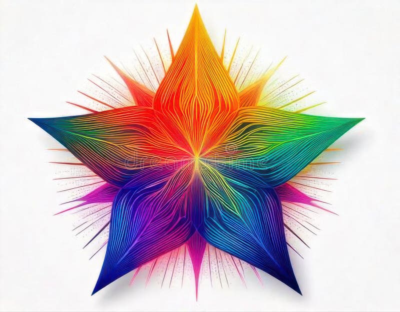 Vibrant Rainbow-Colored Star Design on White Background Stock ...