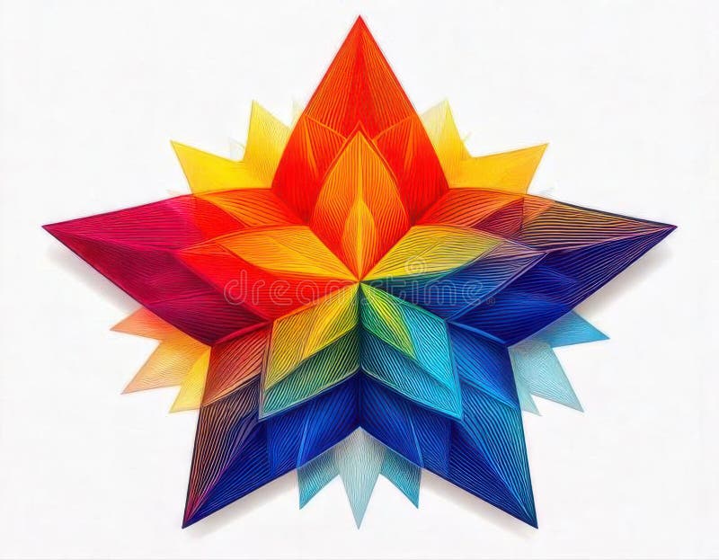Vibrant Rainbow-Colored Star Design on White Background Stock ...