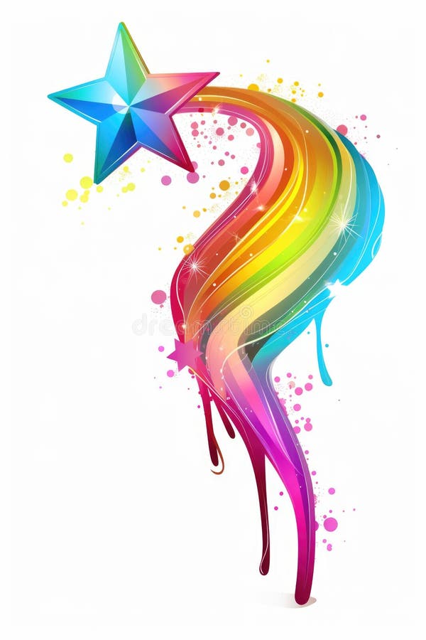 A Vibrant Rainbow-colored Star Soaring through the Air Stock ...