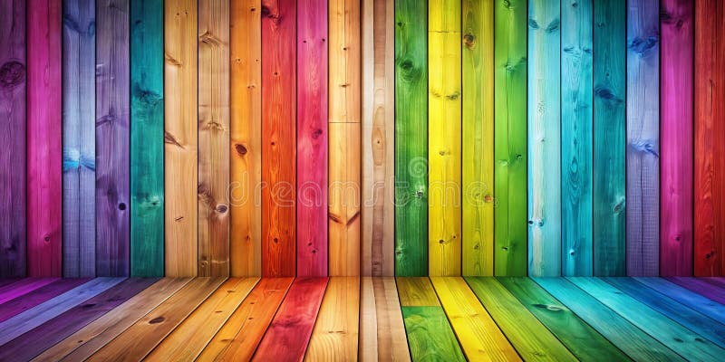 Vibrant Rainbow Colored Wooden Planks Create a Stunning Room Setting ...