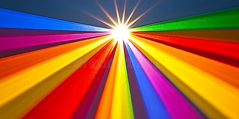 Vibrant Rainbow Colors Radiating from Light Source Abstract Background ...