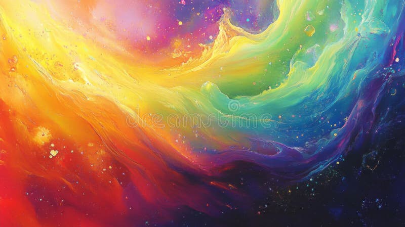 Vibrant Rainbow Cosmic Nebula Abstract Art Stock Illustration ...